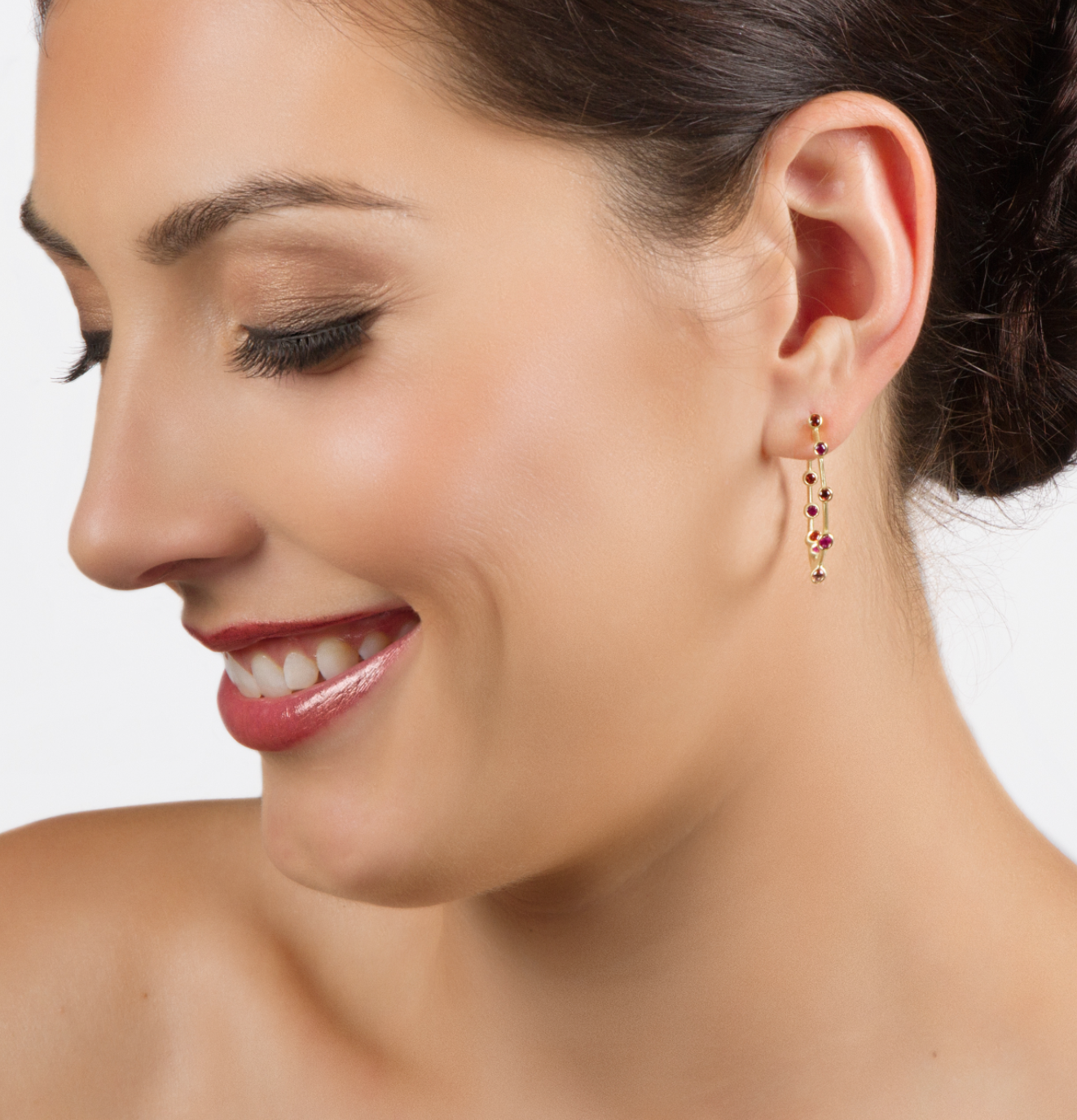 Pink and Orange Sapphire Hoop Earrings by Suzy Landa