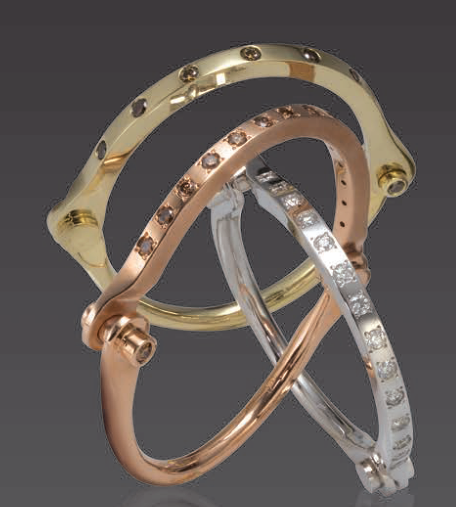 14k Rose Gold Fancy Color Brown Diamond Handcuff by Borgioni