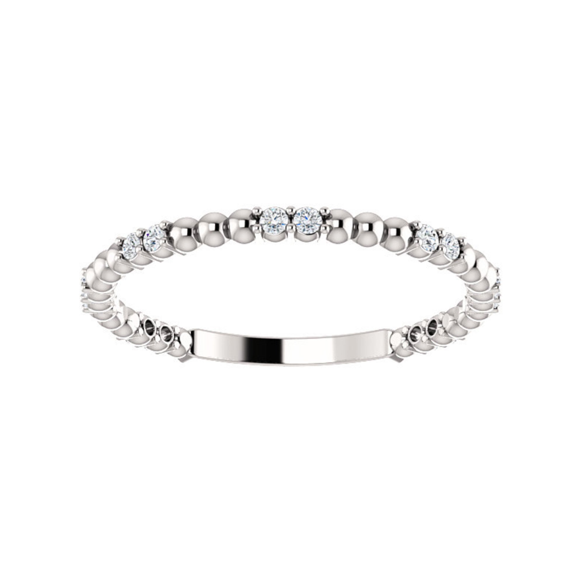 Alternating Diamond Bead Stack Band in White, Yellow or Rose Gold