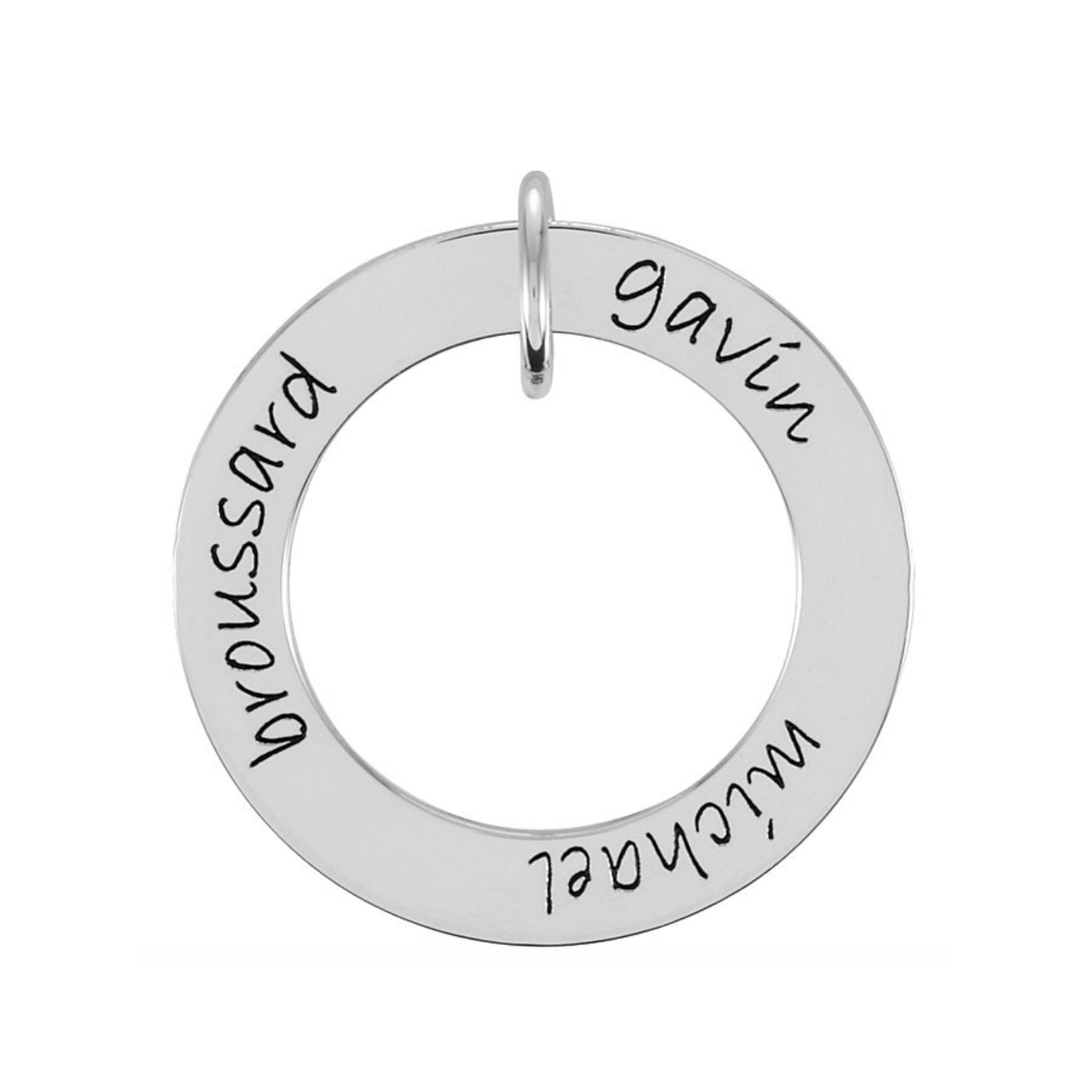 Custom Engravable Open Circle Necklace in White, Yellow or Rose Gold