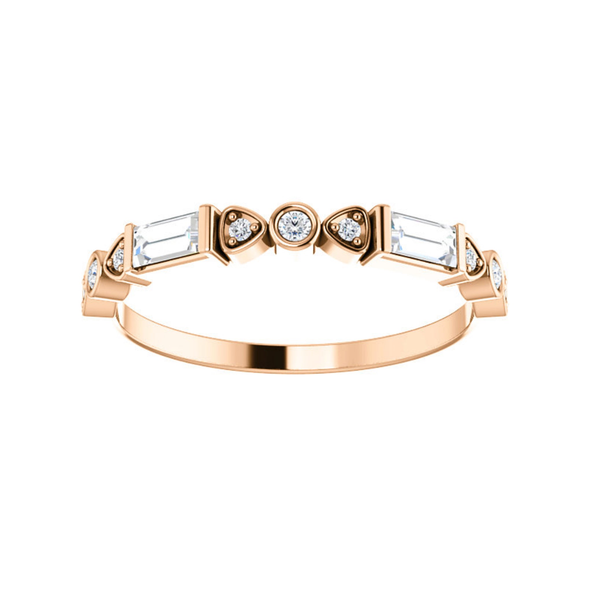 Mixed-Shape Diamond Stack Band in White, Yellow or Rose Gold